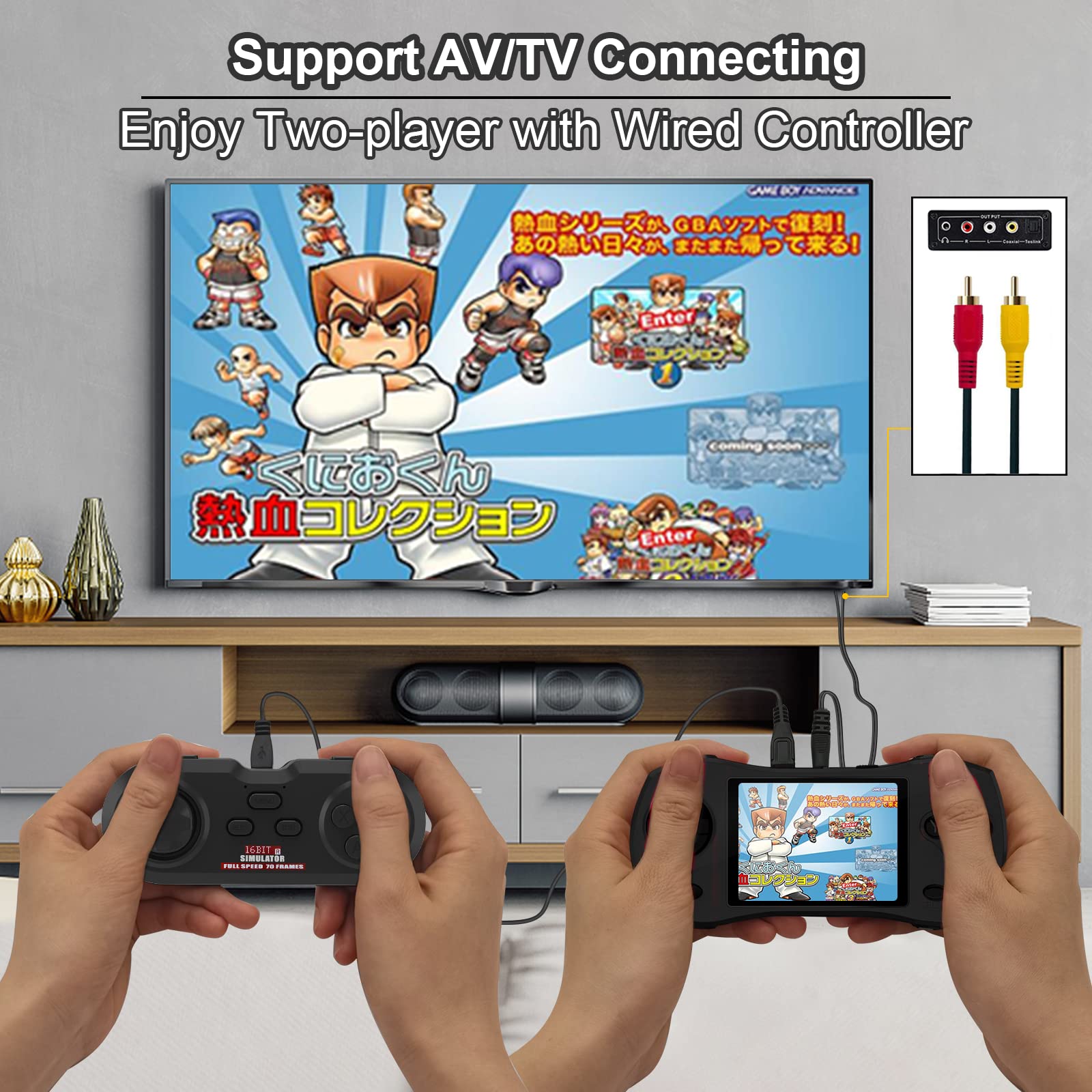 Handheld Game Console Built-in 5000 Retro Games - 3 Inch IPS Portable Video Game Player 10 Emulators Electronic Gaming System Support 2 Players & AV Output, Best Gift for Kids Adults -Black