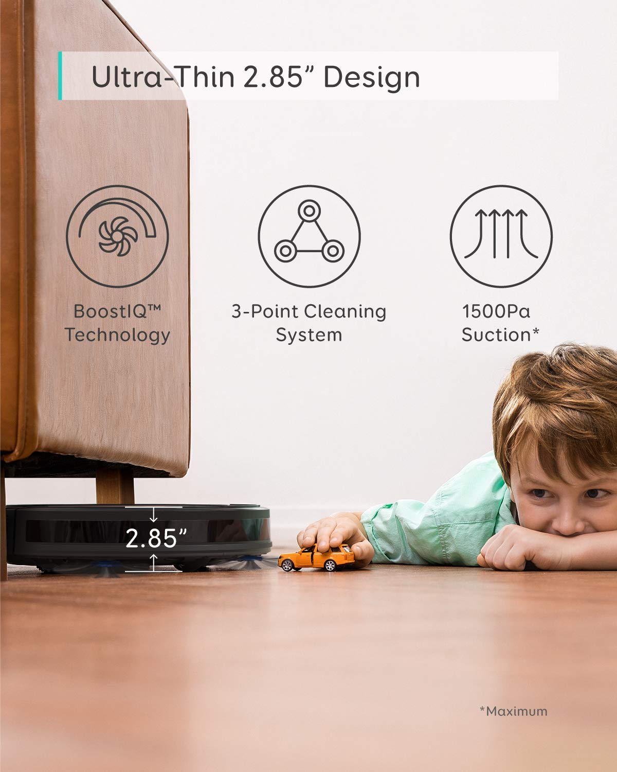 eufy [BoostIQ] RoboVac 12, Robot Vacuum Cleaner, Upgraded, Quiet, Self-Charging Robotic Vacuum Cleaner, Cleans Hard Floors to Medium-Pile Carpets (Renewed)