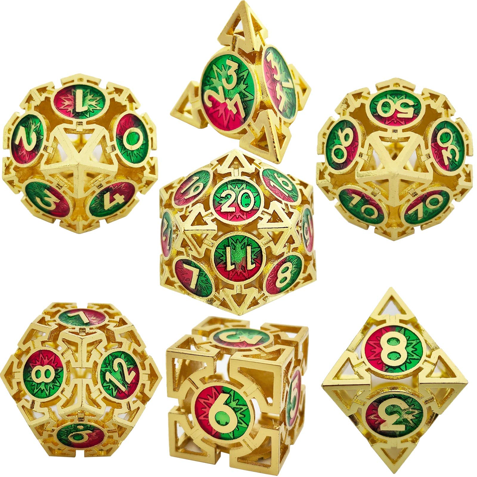 GIUADKXD Metal DND Dice Set - D&D Dungeons & Dragons Dice 7 Piece Polyhedron Dice Set D20MTG Dice Set Game RPG Warhammer Dice Accessories Gift D4 D6 D8 D10 D10% D12 D20 Dice Set - Silver and Blue