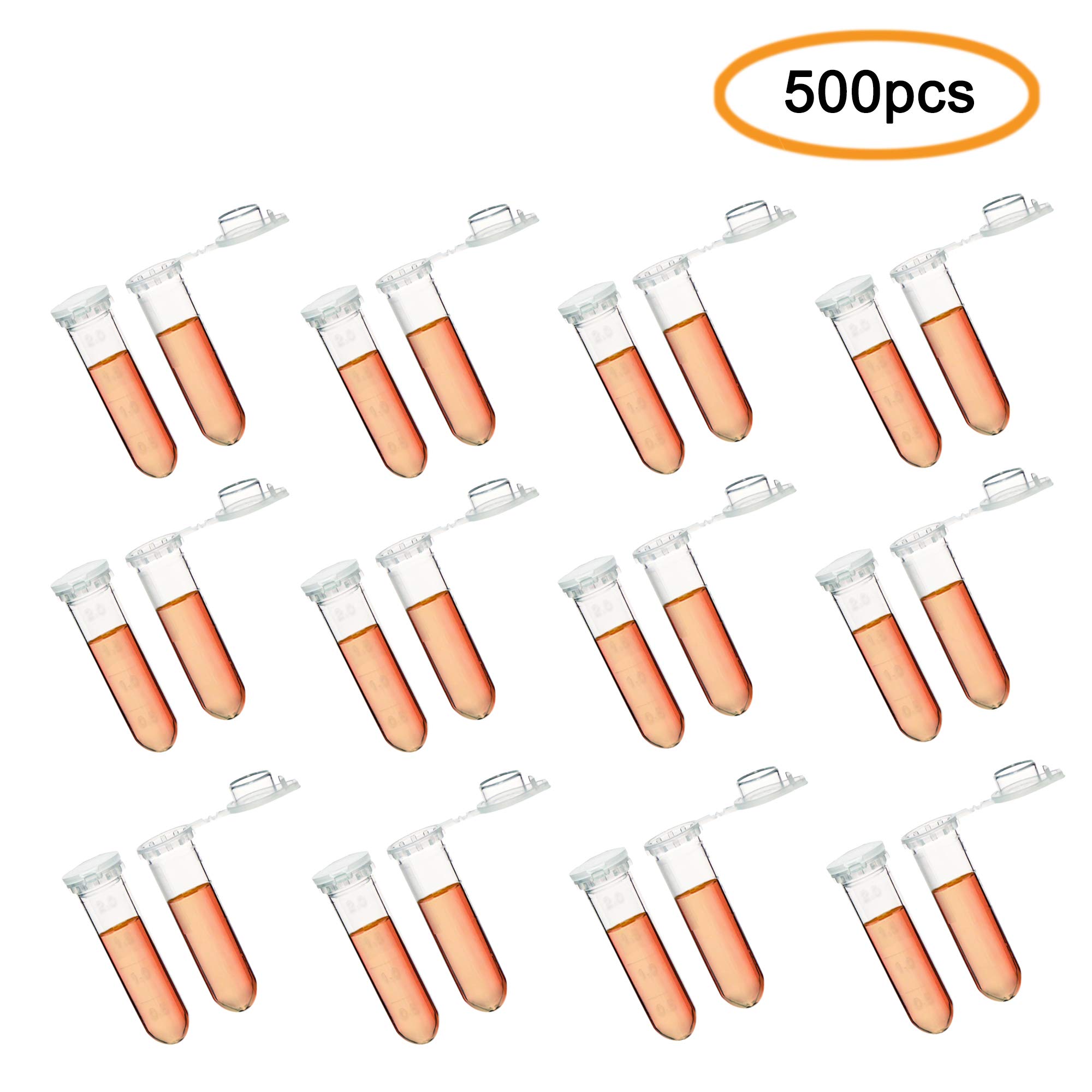 ULAB Scientific Autoclavable Microcentrifuge Tubes 2ml with Hinged Lid, Falcon Tube, Frosted Writing Area, Polypropylene Graduated, Pack of 500, UCT1004