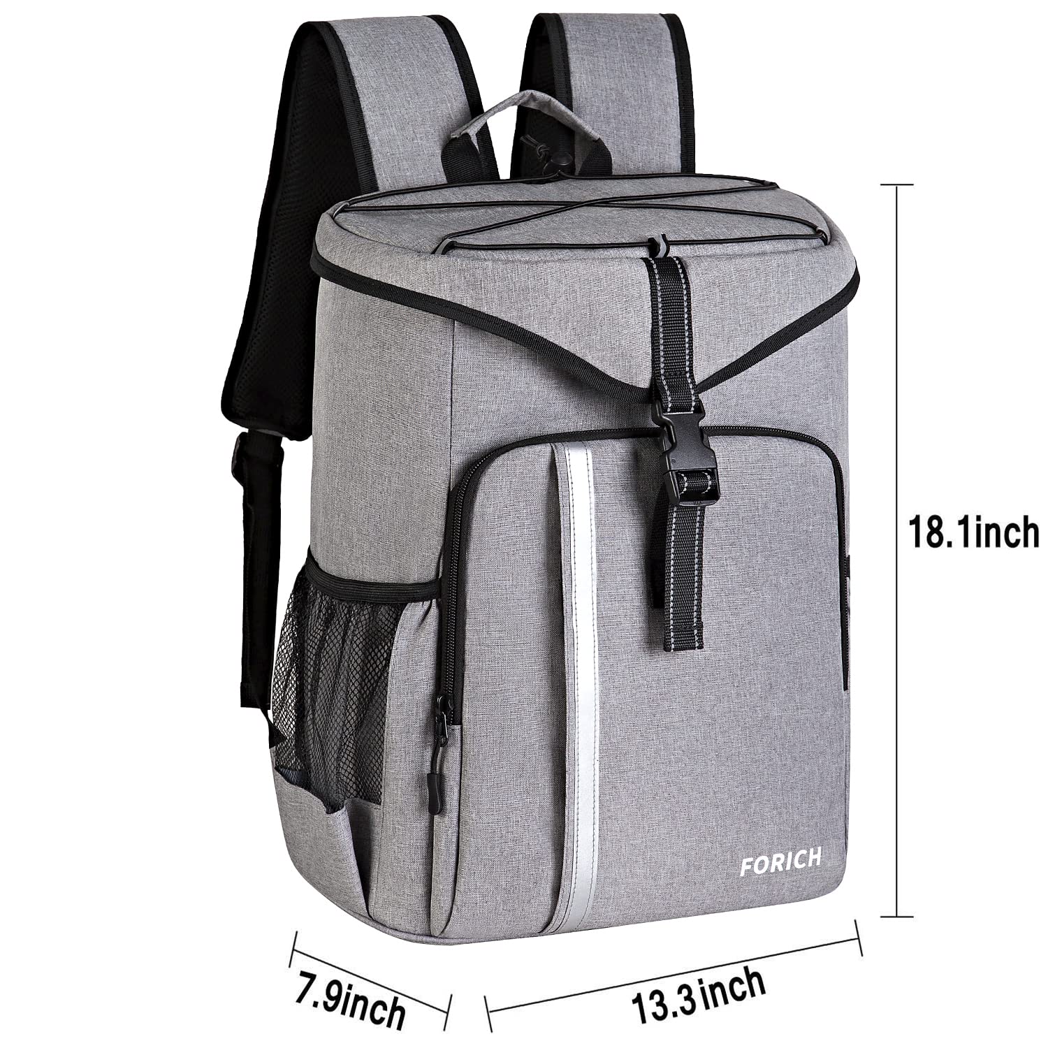 FORICH Backpack Cooler Leakproof Insulated Waterproof Backpack Cooler Bag, Lightweight Soft Beach Cooler Backpack for Men Women to Work Lunch Picnics Camping Hiking, 30 Cans (New - Grey)