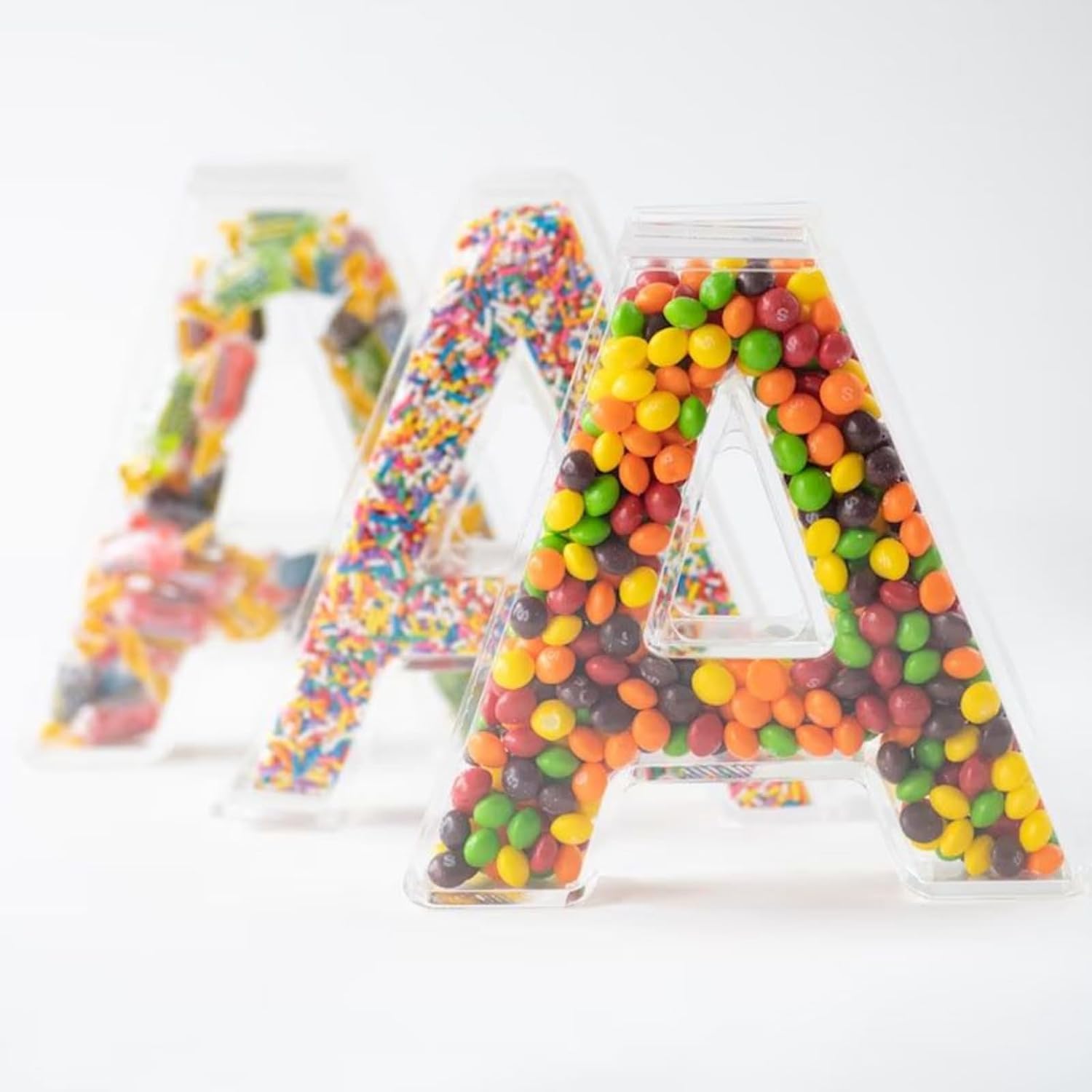 Fillable Alphabet Acrylic Tray Acrylic Alphabet Candy Jar Reusable Party Deli Jar Magnetic Lid Design 10in Sealed Acrylic Box (A)