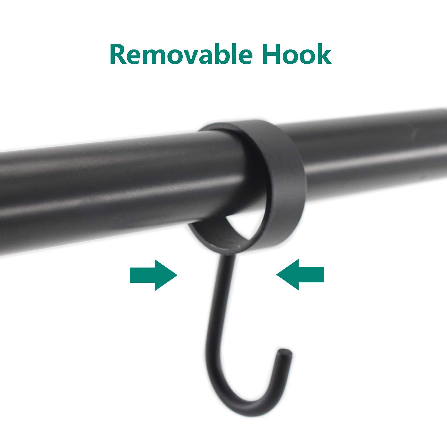 Ulifestar Stainless Steel Closet Rod Hooks, Heavy Duty Utility Hooks for Hanging Pots,Pans,Mugs,Towels,Oven Mitts,Adjustable J Typed Kitchen Hooks Fit for 22mm Rod 5 Pack Black