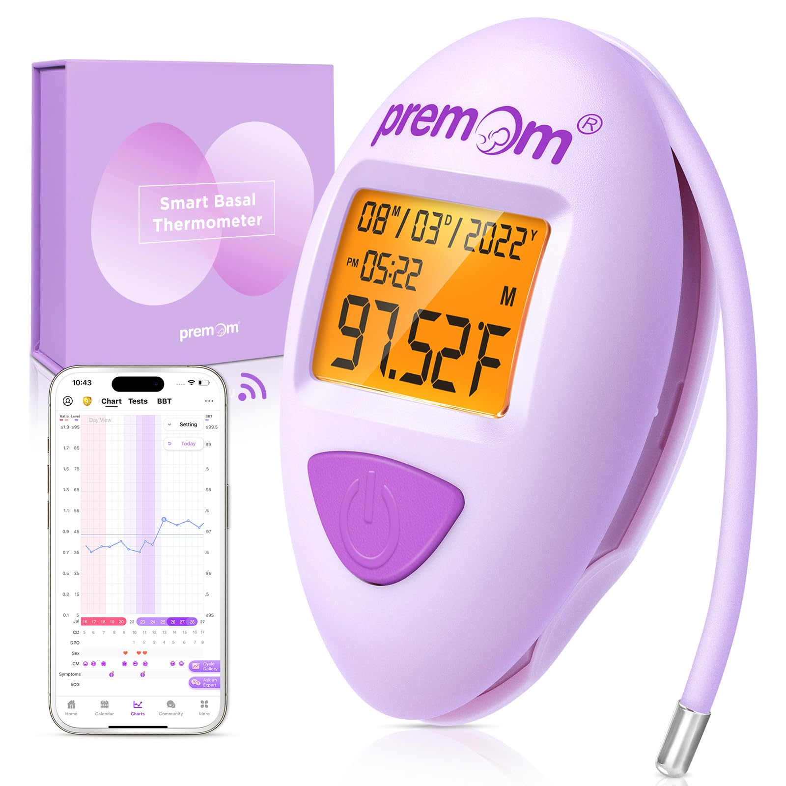 Premom Personal Fertility Lubricant for Conception: pH Balanced - Paraben Free + Premom Digital Basal Body Thermometer for Ovulation