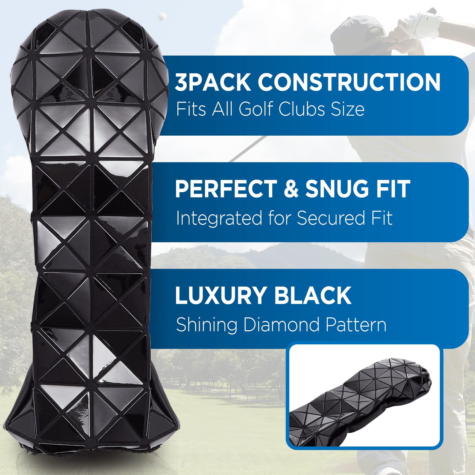 Faylon Golf Head Covers for Driver & Fairway Woods & Hybrid - Premium Leather Headcovers, Designed to Fit All Woods and Drivers (Hybrid(White))