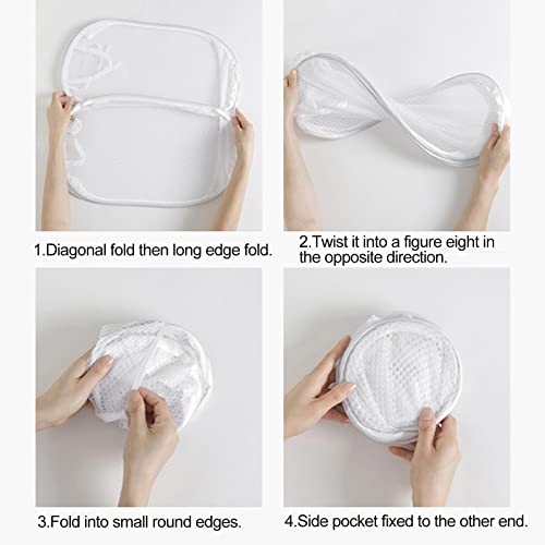 Popup Laundry Hamper with Handle, Foldable Large Capacity Mesh Laundry Hamper Home Supplies White