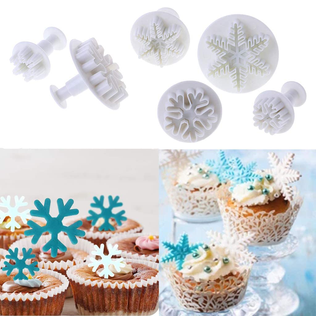 INSPEE 22 Pieces Christmas Fondant Cake Cookie Plunger Cutter Sugarcraft Snowflake Snowman Christmas Tree Leaf Shape Decorating Mold DIY Tools