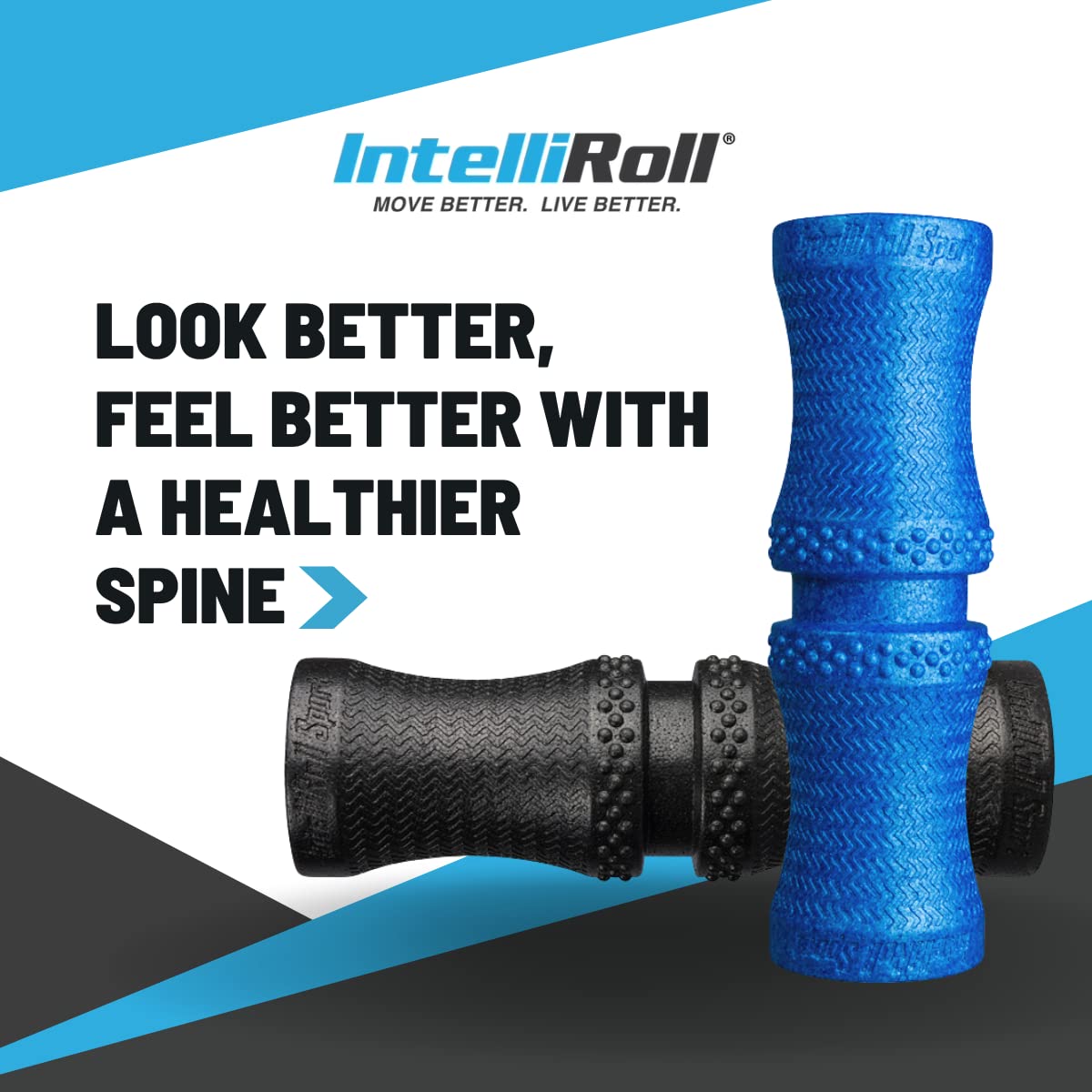IntelliRoll Max Sport | Textured Extra Firm Density Foam Roller for Muscle Trigger Point Massage, Physical Therapy and Exercise | Advanced Roller Optimized for Neck & Spine, Relieve Back Muscle Pain