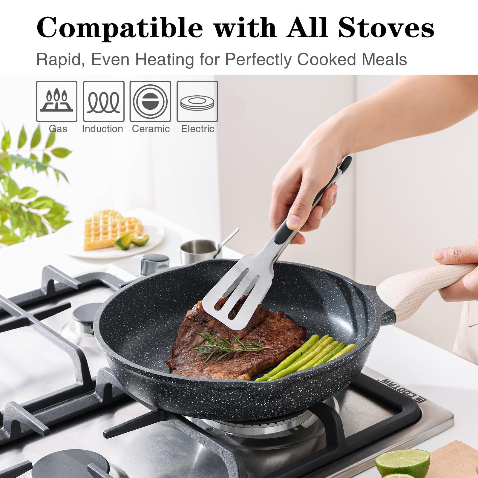 Kordisen Nonstick Frying Pan Skillet, 8 Inch Small Cooking Pan, Egg Pan Omelet Pan, Healthy Non Toxic Chef's Pan, Induction Compatible Cookware, PFOA Free