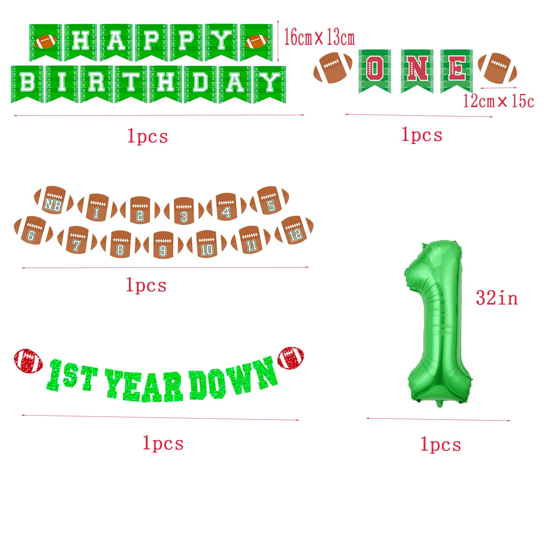 Football 1st Birthday Party Decorations,1st Year Down Birthday Decorations,1st Year Down Banner,1st Year Down Party Decorations,Football 1st Birthday Backdrop