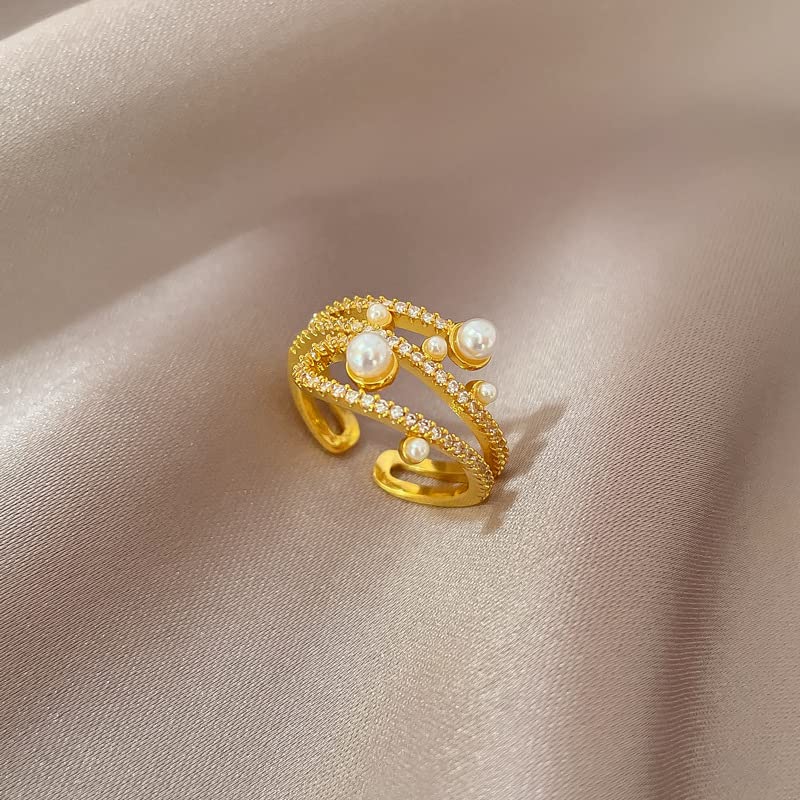 Gold Plated Rings for Women Knuckle Rings Open Rings Adjustable (A)