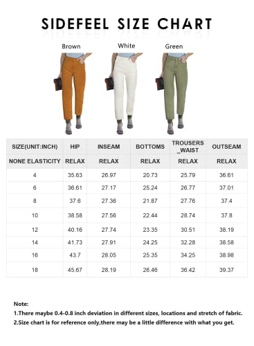 Sidefeel Womens High Waist Mom Jeans Crop Stretch Loose Fit Denim Pants US10 White