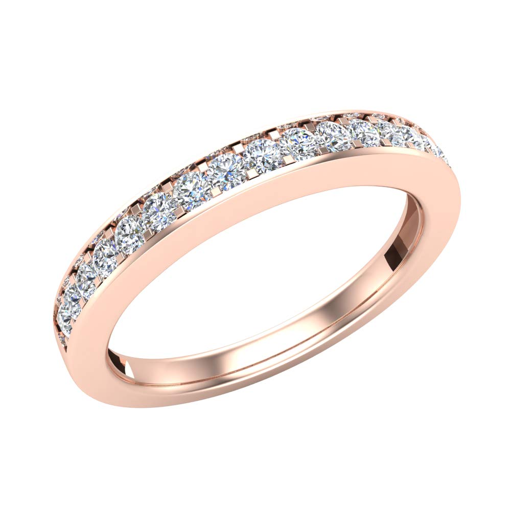 Glitz Design Diamond Wedding Band matching to Princess Cut Quad illusion wedding ring 14K Rose Gold 0.40 carat (RS 85)