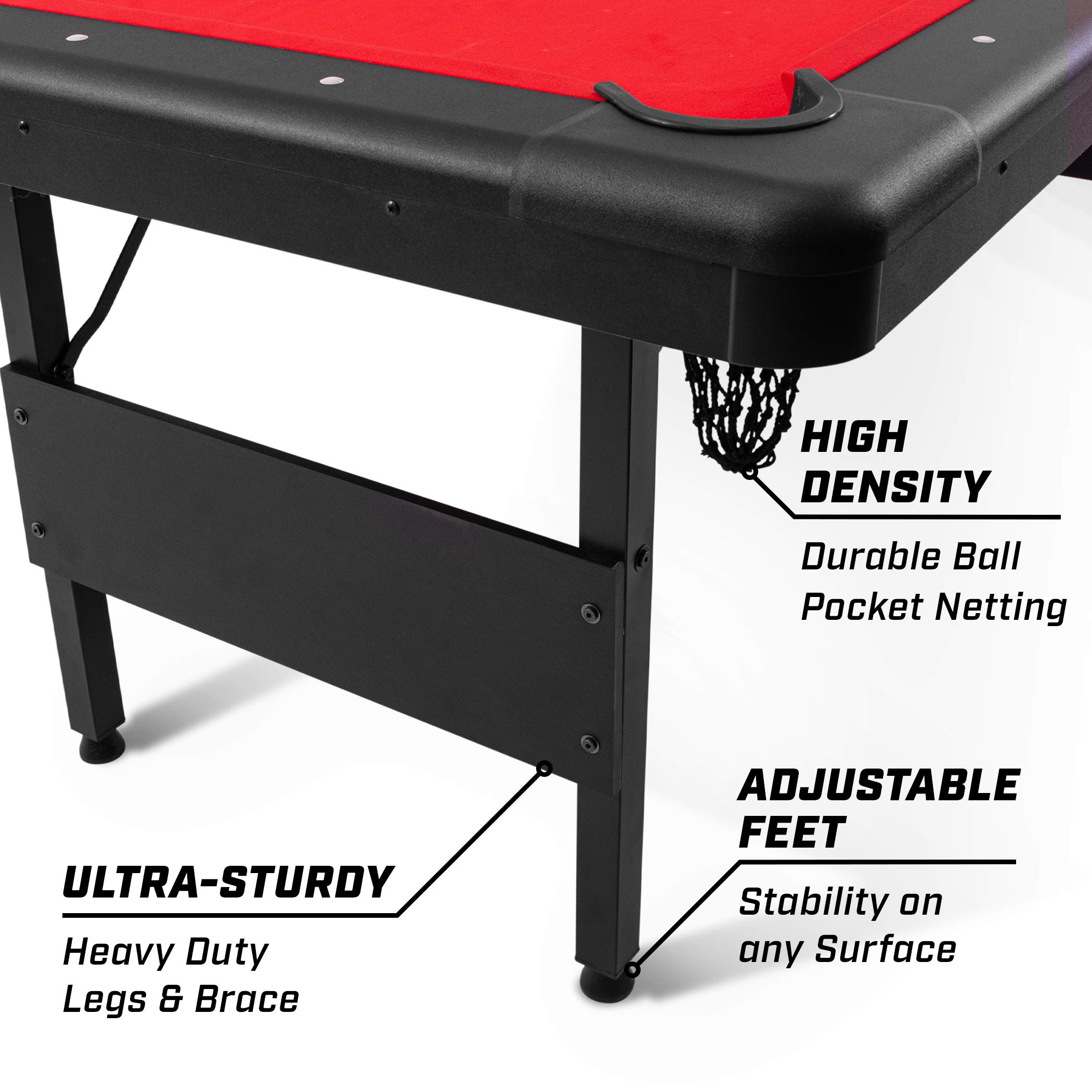 GoSports 6 ft Billiards Table - Portable Pool Table - Includes Full Set of Balls, 2 Cue Sticks, Chalk, and Felt Brush - RED