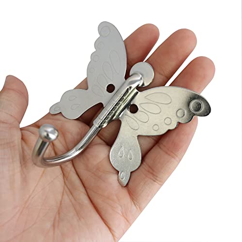yyangz Butterfly Hook 4Set Stainless Steel Cute Butterfly Shaped Single Hooks, Clothes Hook, Cap Hook,Kitchen Toilet Universal Hook, Decorative Hook, Butterfly Towel Hook