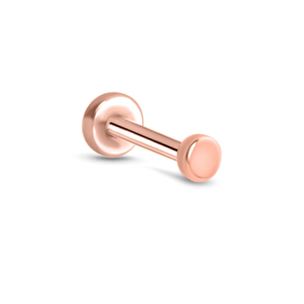 Gold-Tone 316 Stainless Steel Threadless Push Pin Nose Ring Labret Monroe Stud 1.5mm Disc, 3/16" (5mm) Post Length 18G