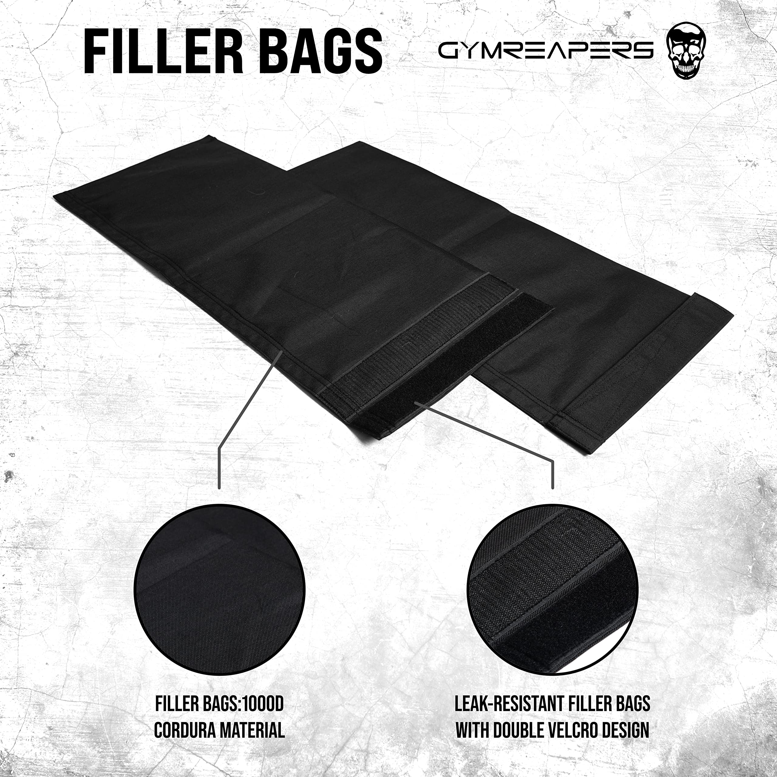 Gymreapers Strength Training Sandbags - Heavy Duty Workout Equipment for Home Training, Cross Training, Military Conditioning & Exercises (Black, 50-125 lbs)
