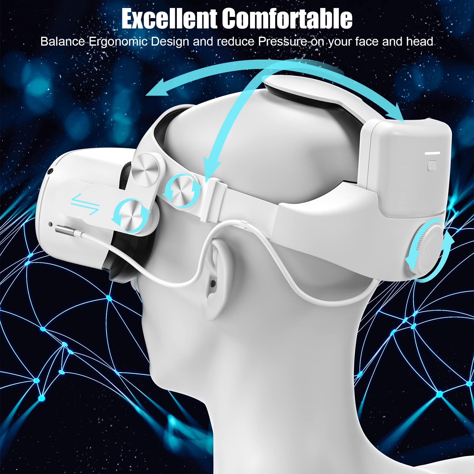Head Strap with Battery Pack for Oculus Quest 2/Meta Quest 2,8000mAh Power Bank & Magnetic Connection Extend Playtime,Replacement Elite Strap Enhanced Comfort Support in VR Quest 2 Accessories