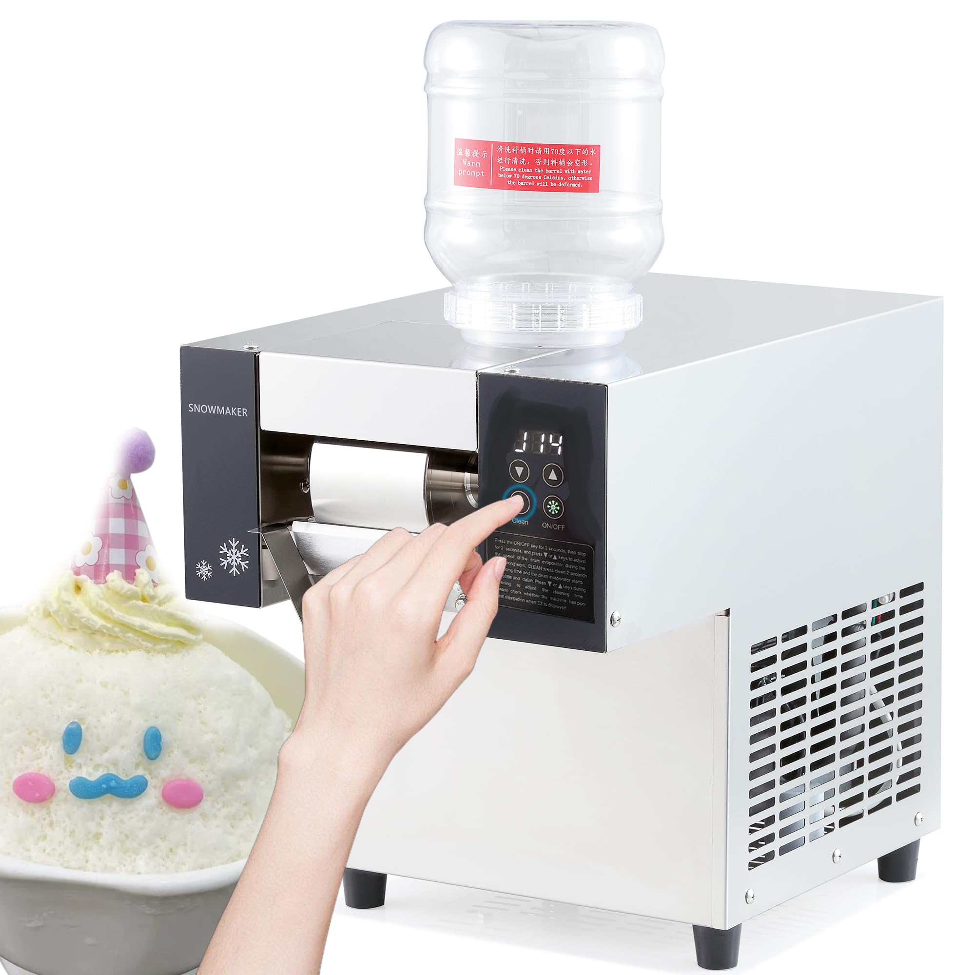 Mvckyi Commercial Snowflake Ice Machine, 176lbs/24H Korean Ice Shaver Machine, Snow Cone Maker Machine, Touch Control Panel, Air Cooling, for Restaurant, Snack Bar, Ice Cream Shop