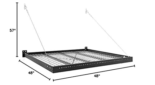 NewAge Products Pro Series Black 4'. x 4'. Wall Mounted Steel Shelf, Garage Overheads, 40402