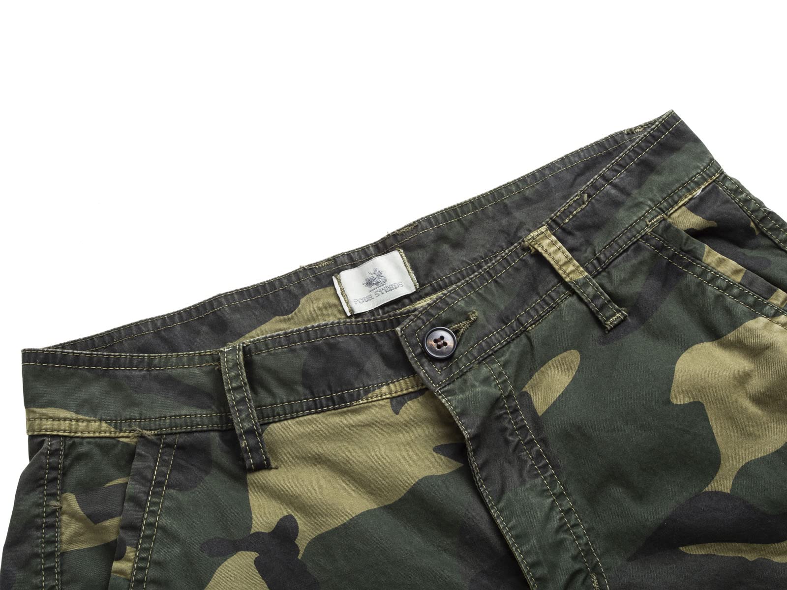 FOURSTEEDS Women Camouflage Cargo Shorts Athletic Cotton Multi-pocket Capri Casual Summer Shorts Army Green Camo US 16