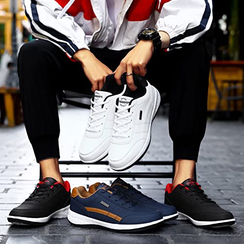 FASDNENDYS Men Wedge Heel Soft Sole Soft Sole Round Toe Breathable Running Western Shoes Sneaker Rack for Men Door Dark Blue