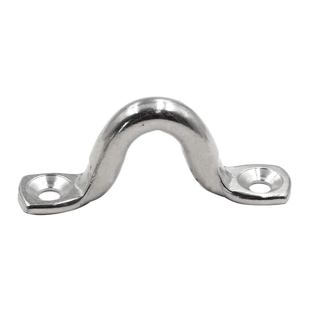 Eilumduo 6Pcs Stainless Steel 3.2" Bimini Pad Eye Straps, Tie Down, Kayak Deck Loops, Tie Down Anchor Point, Footman's Loop for Kayak Canoe Rigging ( M10 )
