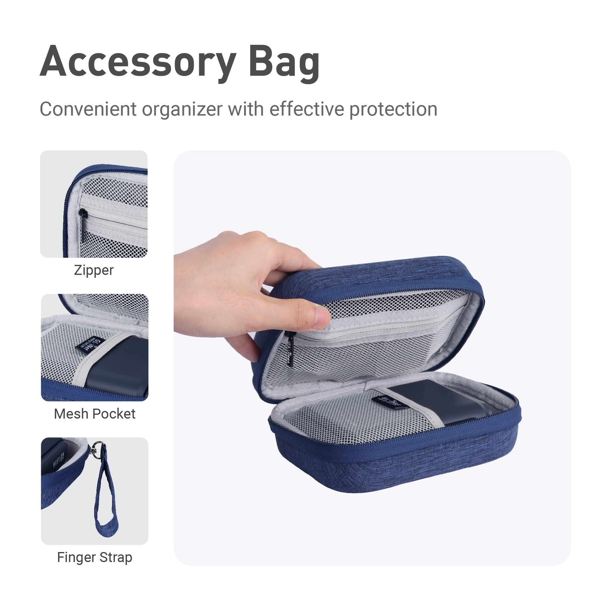 GL.iNet GL-A1300 (Slate Plus) Wireless VPN Encrypted Travel Router & Gadget Organizer Case (Blue)
