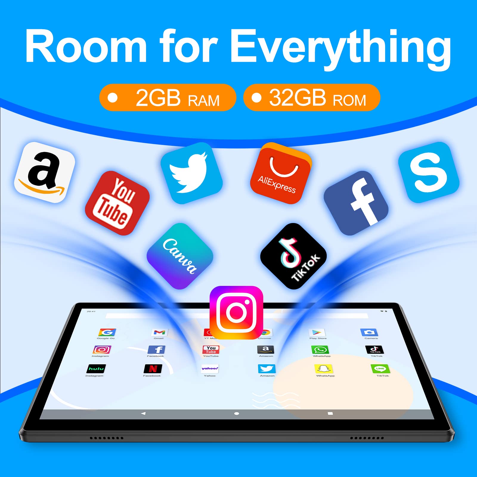 Hoozo Tablet 10 Inch, Android 10 Tablets with 6000mAh Long Battery Life, Quad Core HD Touch Screen, 32GB, WiFi BT Google Play Tabletas PC - 3PCS