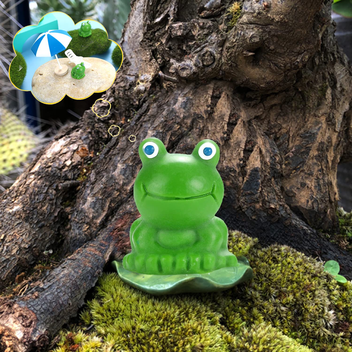 EKisemio 50 Pcs Mini Frog Garden Decor | Green Frog Figurines | Miniature Home Décor | Tiny Plastic Frogs | Fairy Garden Decor
