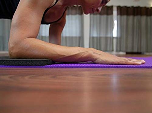 FABSELLER Yoga Mat Knee Elbow Wrists Support Mat Yoga Knee Pad Fitness Pilates Workout Training Exercise Gym Mat with One Elastic Band 15mm Thick, Purple