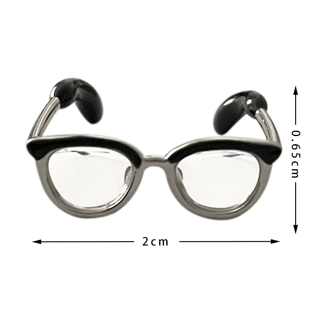 Glasses Open Ring for Women Cute Funny Weird Wizard Harry Black Adjustable Finger Ring Mini Glasses for Toy