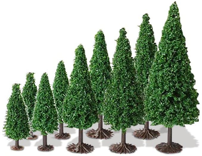 Model Cedar Trees 10PCS Train Scenery Landscape Pine Miniature Diorama Trees Mixed Model for Road Architecture Building DIY Decoration Gift (10)