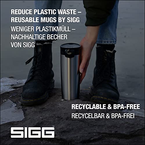 SIGG - Insulated Coffee Cup - Travel Mug Miracle Brushed - Hot & Cold - Leakproof - BPA Free - 18/8 Stainless Steel - Silver - 9 Oz