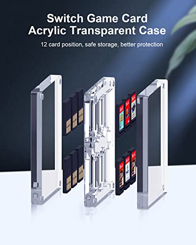 Hagibis Game Card Case for Nintendo Switch, 12 Cartridge Slots Holder Protective Shockproof Display Cabinet, Transparent Acrylic Game Storage Box for Switch NS NX (12 Slots)