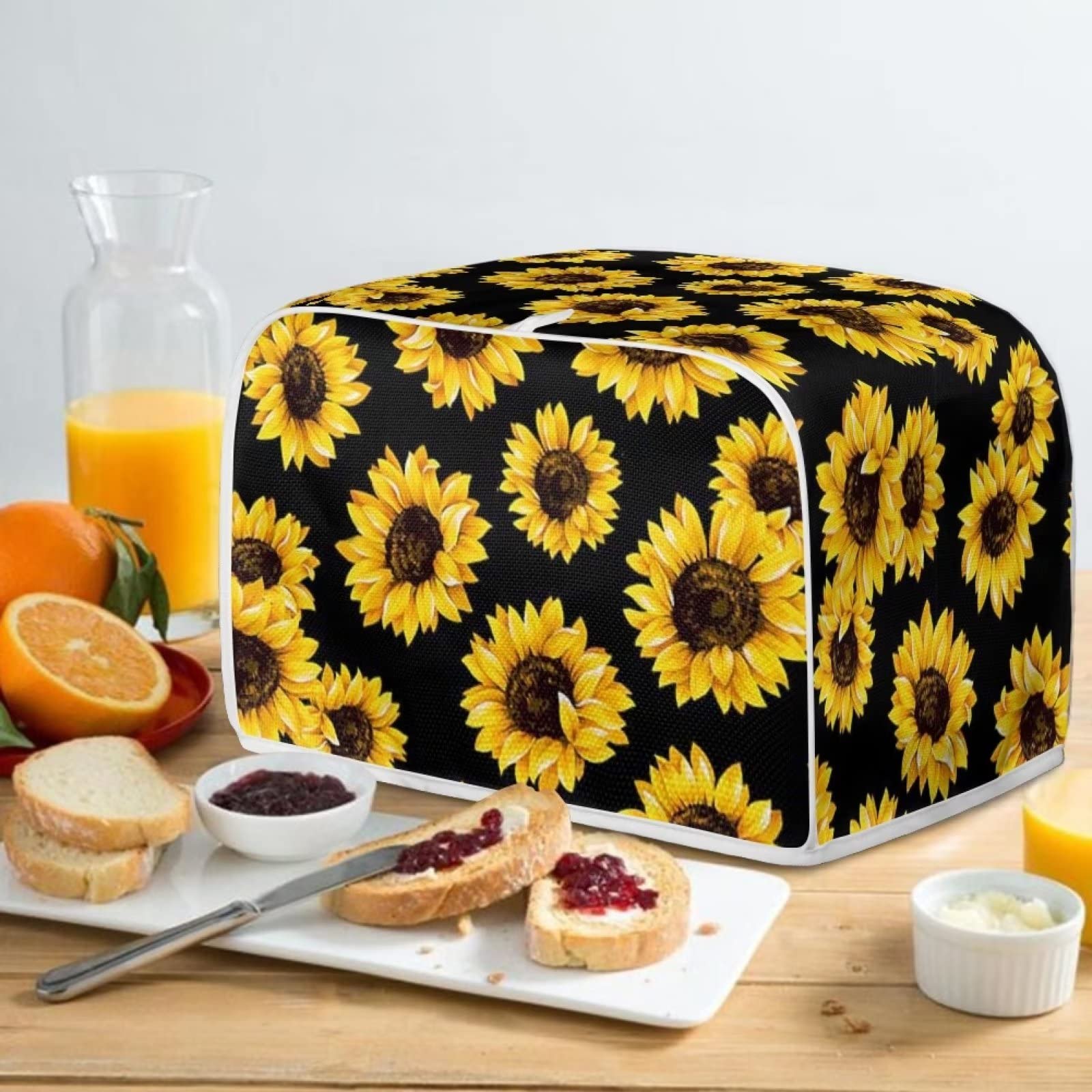FOR U DESIGNS Bread Machine Cover Yellow Sunflowers Print Toaster Oven Cover Fashion Durable Bread Maker Cover Toaster Dust Cover 2 Slice Kitchen Small Appliance Covers Washable