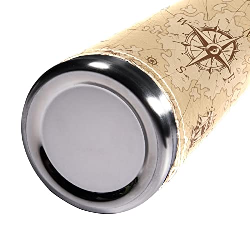 sdfsdfsd 17 oz Vacuum Insulated Stainless Steel Water Bottle Sports Coffee Travel Mug Flask Genuine Leather Wrapped BPA Free, Vintage Map