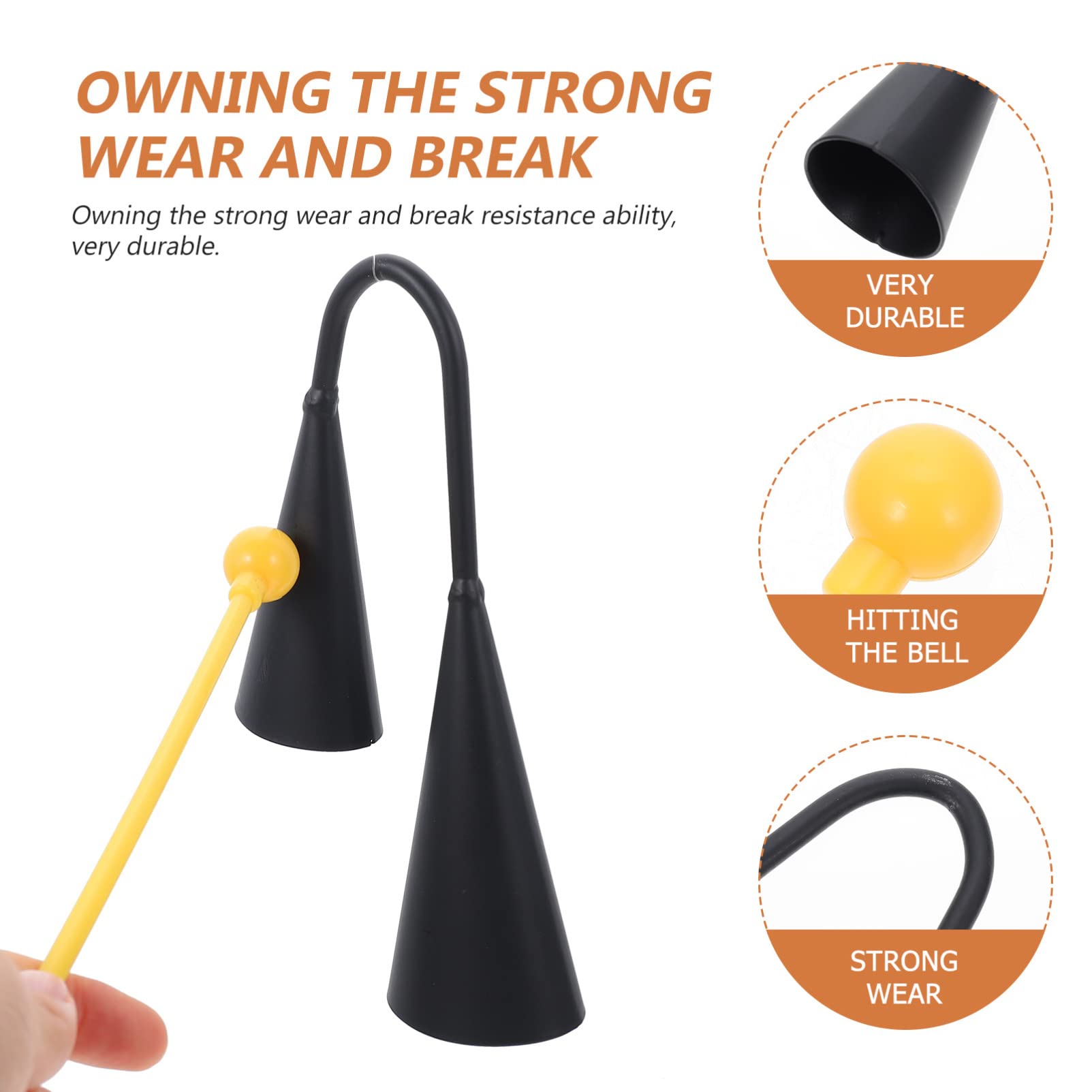 Generic 1 Set Agogo Bell Two Tone Metal Double Bell Cowbell Traditional Latin Percussion Musical Instrument with Mallet for Classroom Birthday Black S