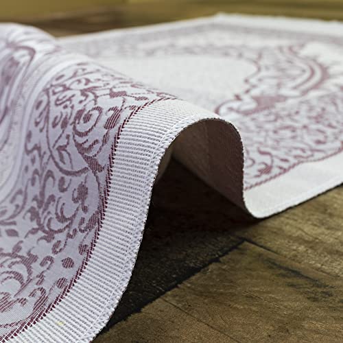 Modefa Islamic Prayer Mat Thin Woven Chenille and Taffeta Turkish Sajadah Intricate Design Metallic Ottoman Mat (White/Blue + White/Pink)