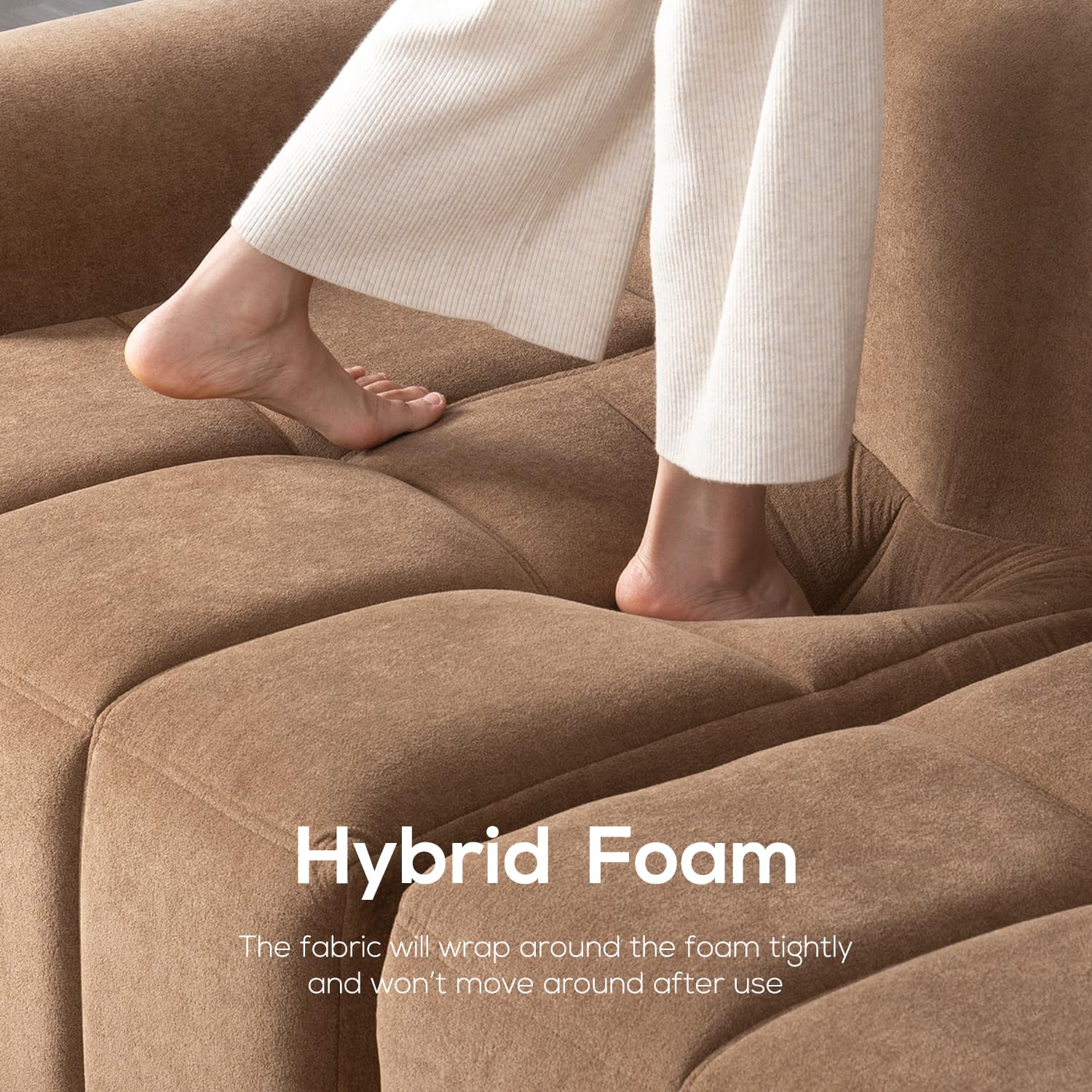 N&V Foam Sofa, Made with All Foam, Great for Livingroon and Bedroom (Brown)