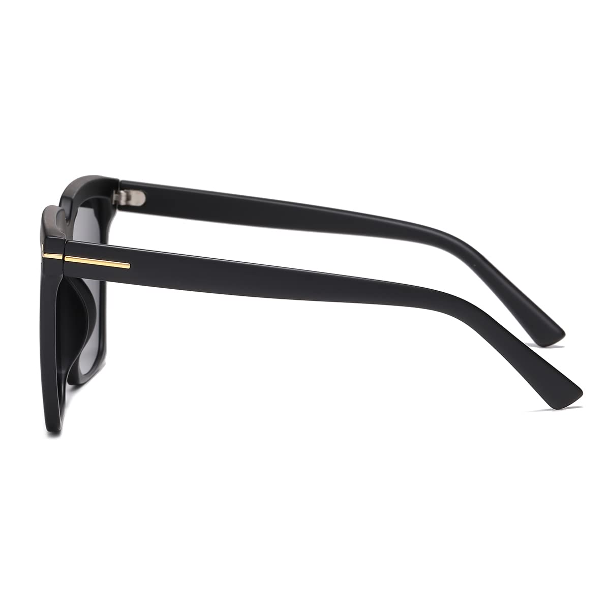 Gleyemor Trendy Large Square Sunglasses for Women Men Fashion Oversized Frame Shades UV400 Protection (Black/Grey)