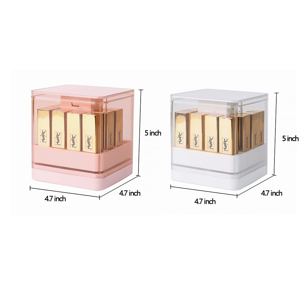 GRACMI Lipstick Holder ,Press-Type Automatic Lift Lip Gloss Holder Organizer, 12 Spaces Clear Makeup Lipgloss Display Case,Dust Free Lipstick Storage Box , Fit Most Lipsticks Lip Gloss(White)