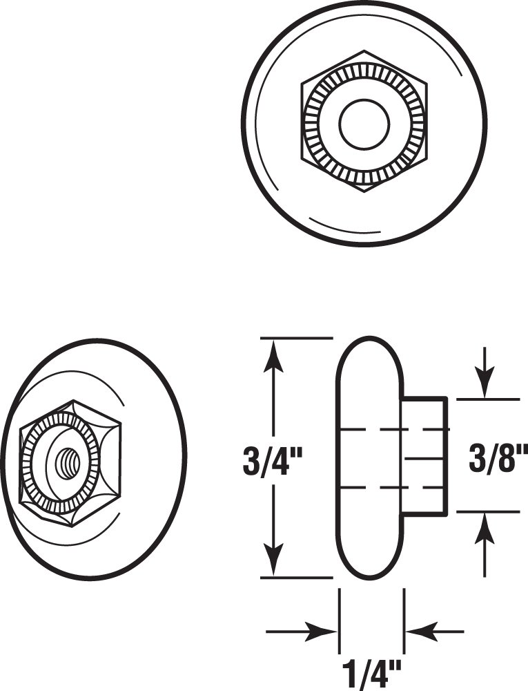 Prime-Line M 6151 3/4 In. Nylon Roller for Sliding Shower Doors (4 Pack)