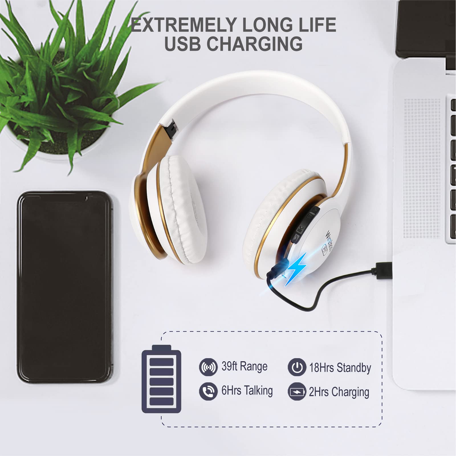Gaming Headphones Compatible with Meta Quest 2 Headset Increase VR Immersion - VR Headphones with Custom Length Cable, Optimized Gaming Audio Driver, VR Accessories - White