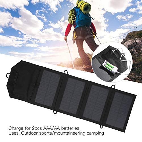 DEEBOW USB Solar Panel Folding Portable Solar Charger Panel Solar Charger for Phone Charging for Solar Garden Light (Black)