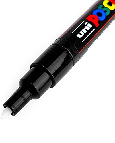Posca - Ultra Fine to Fine Paint Marker Pens Set - PC-1MR, PC-1M, PC-3M - White & Black Ink - Pack of 6
