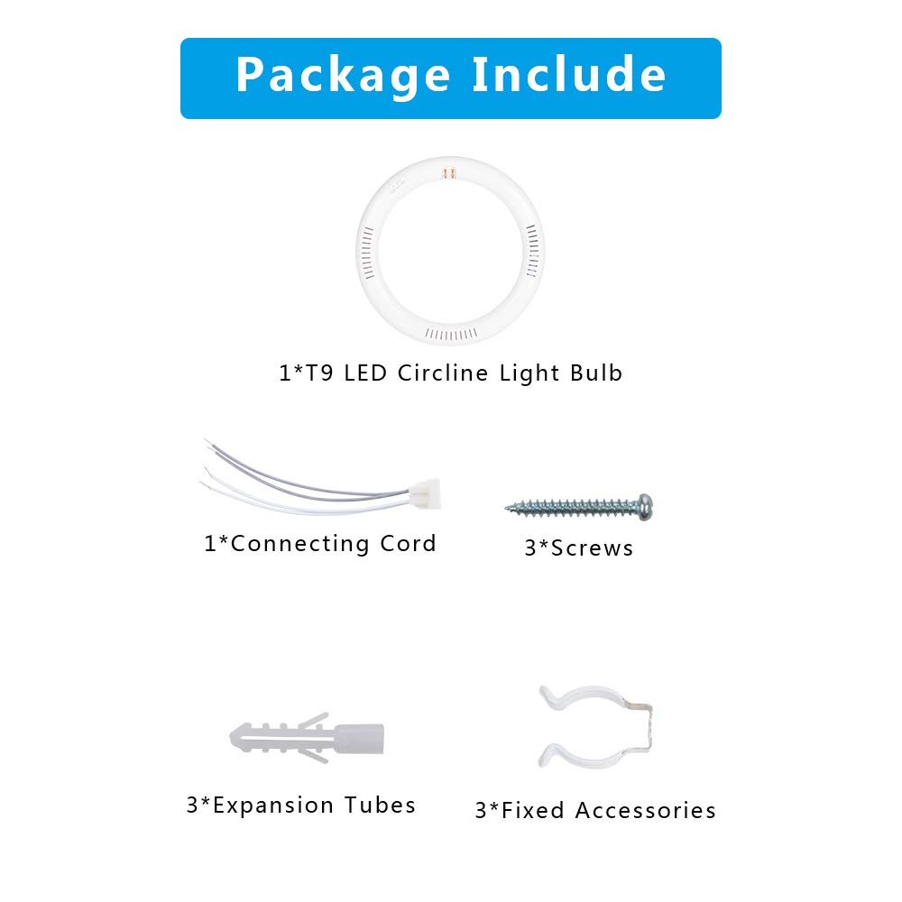 FAGUANGAO 8 Inch T9 Circline Fluorescent Light Bulbs, FC8T9 LED Replacement for 22W Circular Ceiling Light Bulb, 6000K Cool White, 1200LM, 4-Pin Base, Ballast Bypass Required