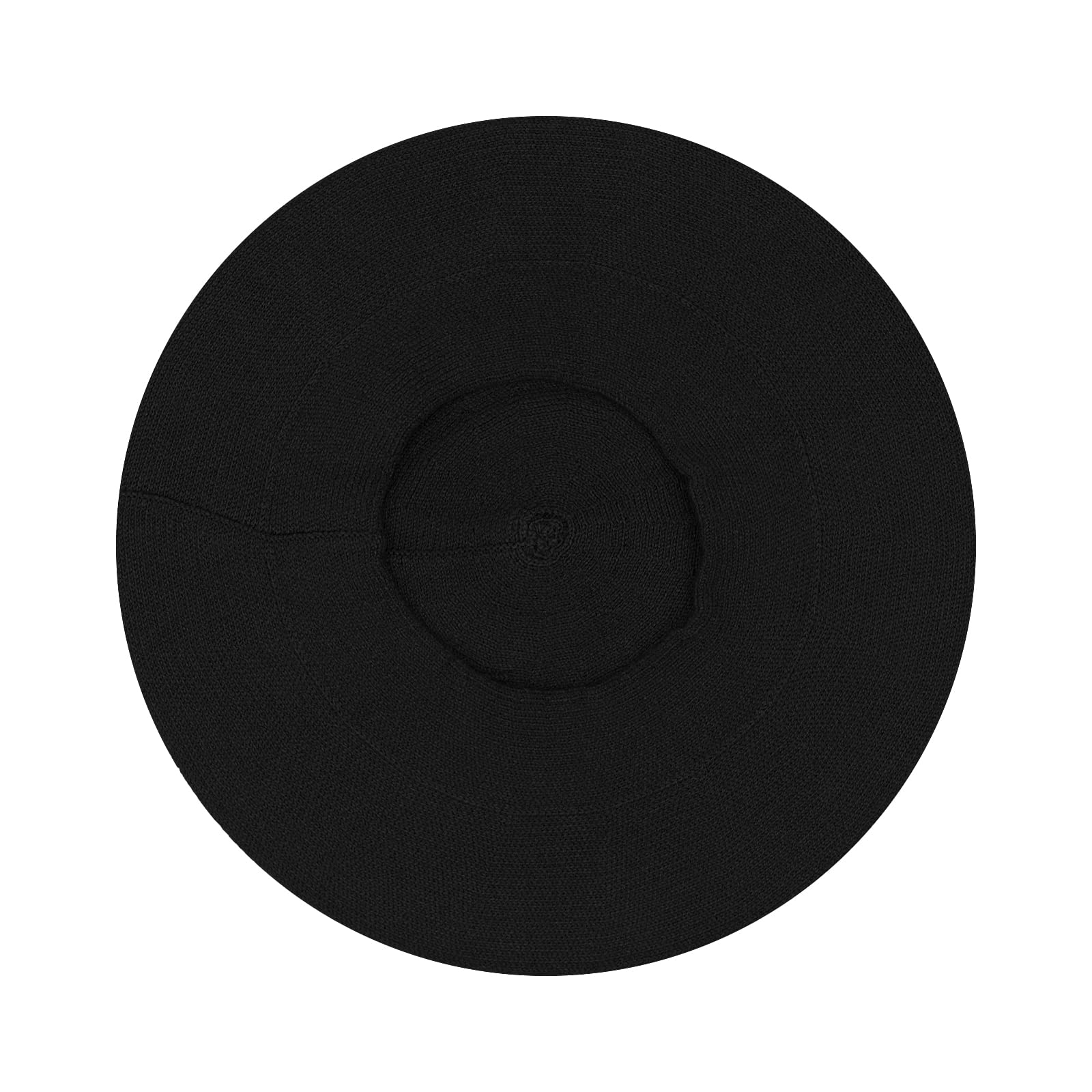 Gllutt Cashmere Beret Hat French Style Stretchy Knitting Solid Color Both Side Usable (Black)