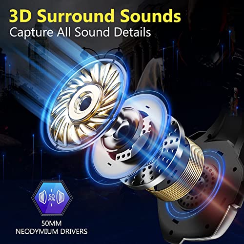 Gaming Headset for PS4 PS5 PC, Headphones Stereo 7.1 Surround Sound, 3.5mm Audio Jack Over Ear with Microphone, Wired 50mm Drivers Xbox, Laptop…