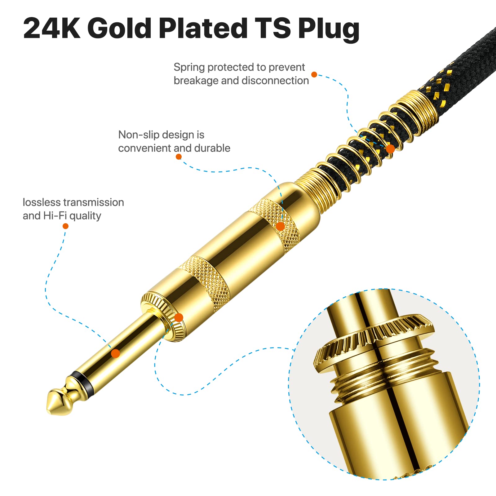EBXYA USB Guitar Cable 10 Ft, Gold Plated 1/4 Inch Plug to USB Interface Cable Professional Guitar Bass to PC USB Recording Cord Adaptor 3M/10 Feet